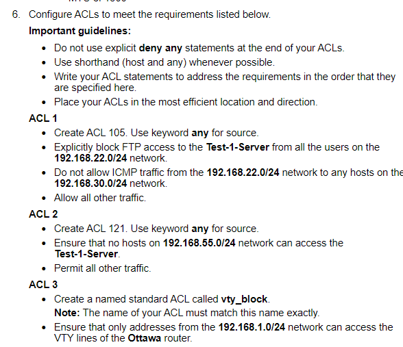 Solved help to configure ACLs!! Please provide all of the | Chegg.com