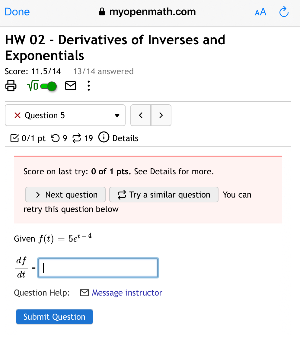 Solved A myopenmath.com Done AA HW 02 - Derivatives of | Chegg.com