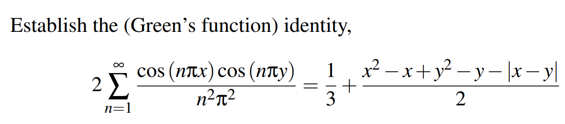 Solved Establish the (Green's function) identity, | Chegg.com