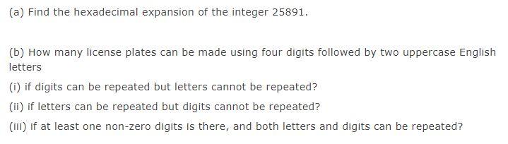 Solved (a) Find the hexadecimal expansion of the integer | Chegg.com