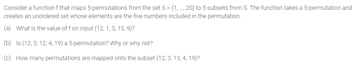 Solved Consider a function f that maps 5-permutations from | Chegg.com