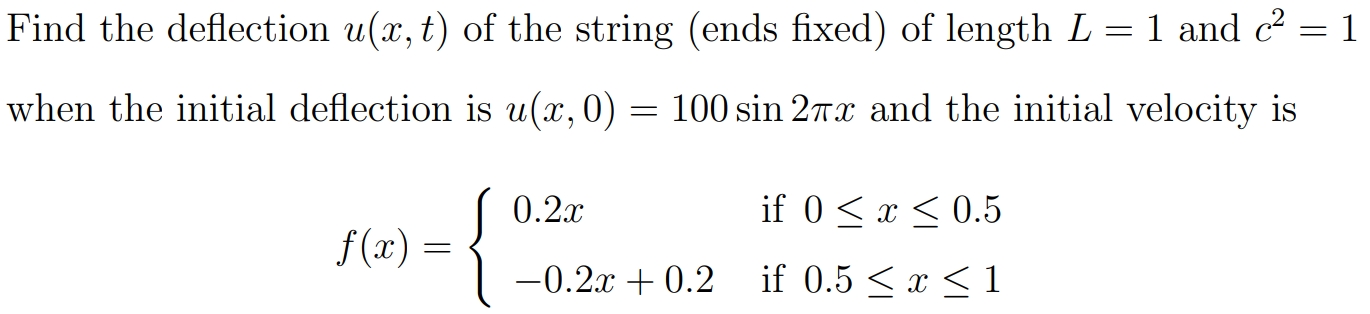 Solved Find The Deflection Uxt of The String Ends