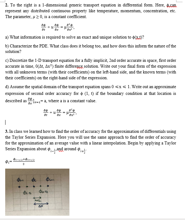 Solved 2. To the right is a 1-dimensional generic transport | Chegg.com