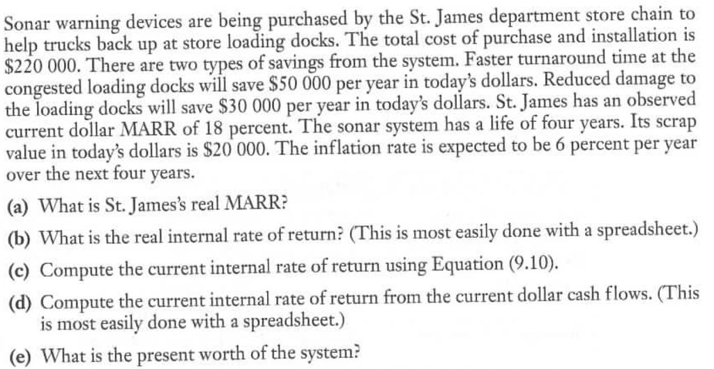 Sonar warning devices are being purchased by the St. | Chegg.com