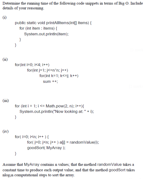 Solved Determine the running time of the following code | Chegg.com