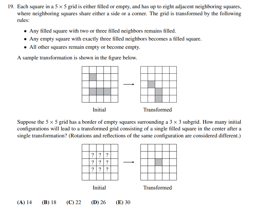 Solved 9. Each square in a 5×5 grid is either filled or | Chegg.com