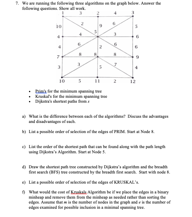 Solved 7 We Are Running The Following Three Algorithms On 