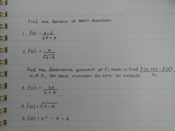 Solved Find the domain of each function. 1.) | Chegg.com