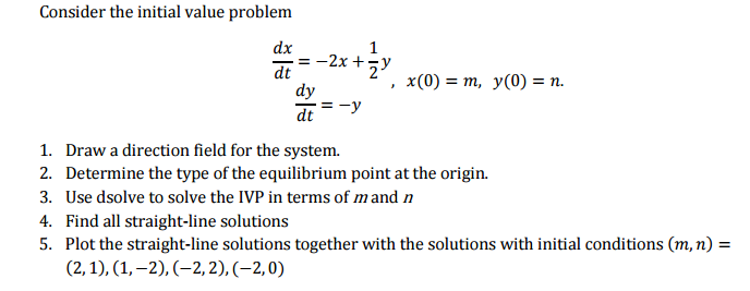 Solved Consider the initial value problem dx -2x+y dt x(0) | Chegg.com