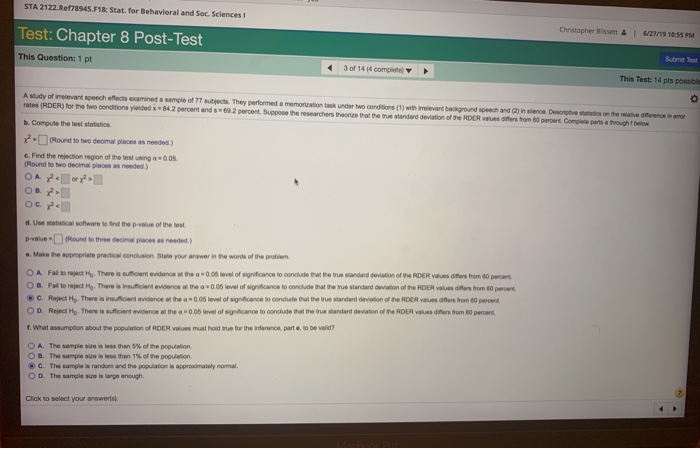 Solved STA 2122.Ref78945.F18: Stat. for Behavioral and Soc. | Chegg.com