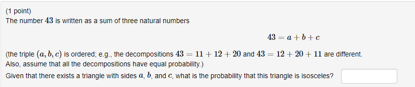 Solved The number 4343 is written as a sum of three | Chegg.com