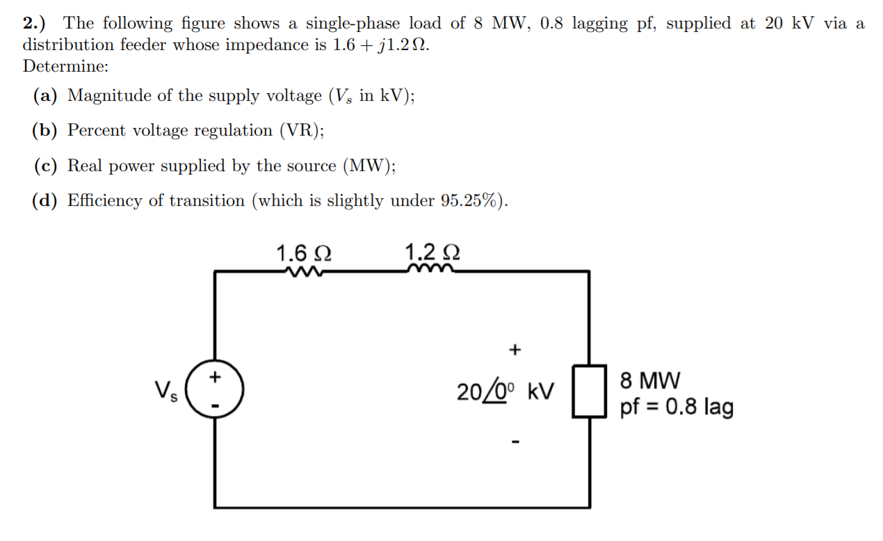 Solved 2.) The following figure shows a single-phase load of | Chegg.com