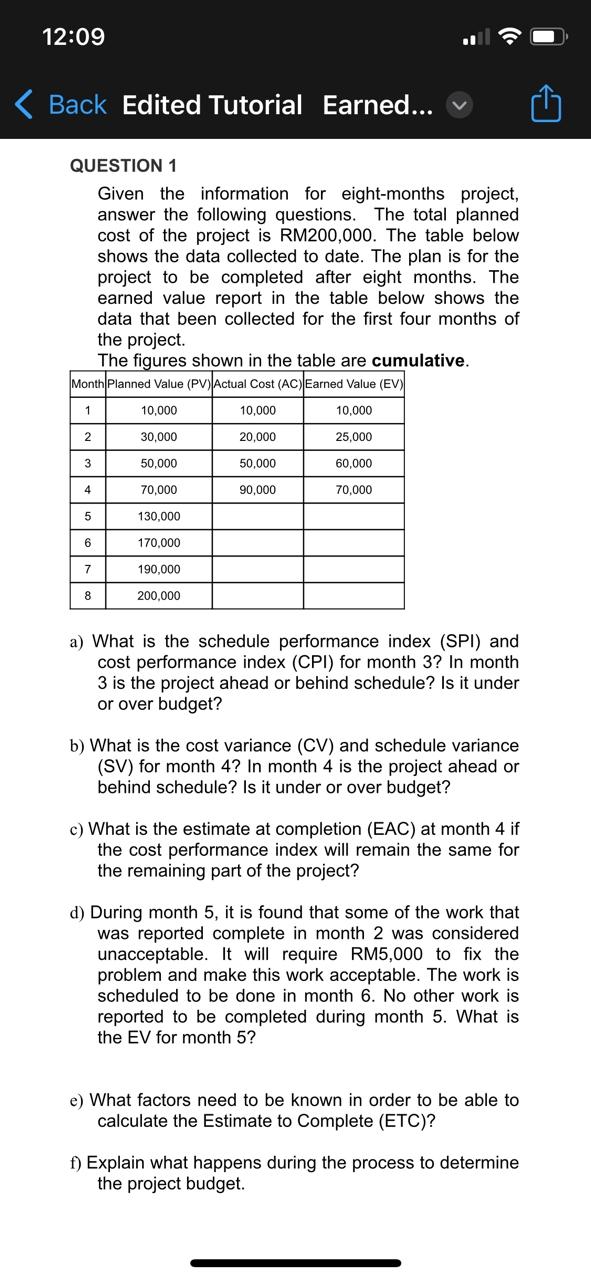 Solved QUESTION 1 Given the information for eight-months | Chegg.com