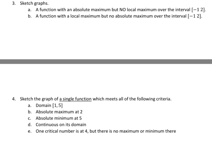 Solved Sketch graphs. A function with an absolute maximum | Chegg.com