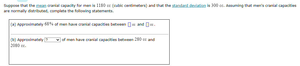 Solved Suppose that the mean cranial capacity for men is | Chegg.com