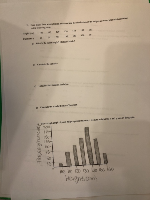 Solved 5) Corn plants from a test plot are measured and the | Chegg.com