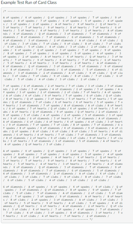 Solved Assignment 2 - Card Deck Instructions Hand in only | Chegg.com