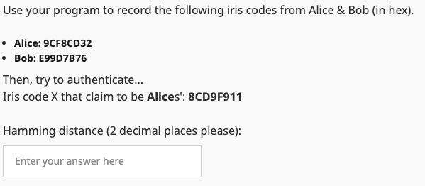 Solved Authenticate Using Iris Code Write a program in C++ | Chegg.com