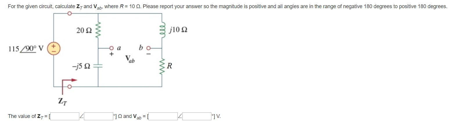 Solved For the given circuit, calculate 27 and Vab, where R | Chegg.com