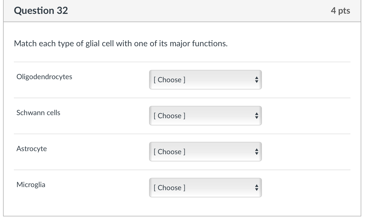 Solved Question 32Match each type of glial cell with one of | Chegg.com