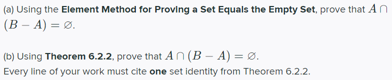 Solved (a) Using the Element Method for Proving a Set Equals | Chegg.com