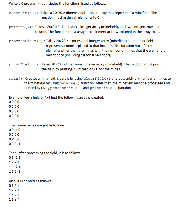 Solved Write a C program that includes the functions listed | Chegg.com