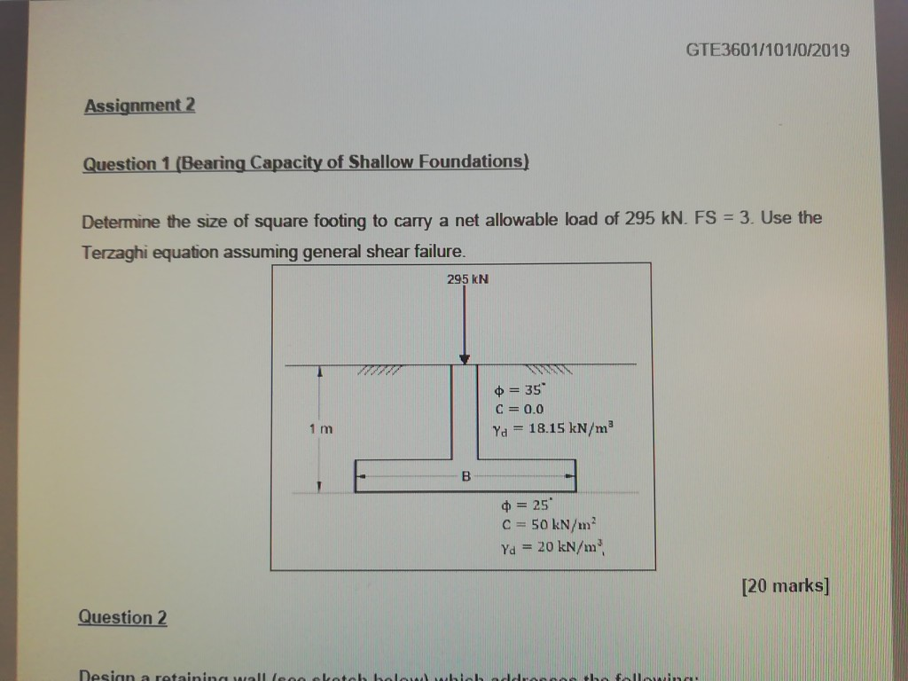 Solved GTE3601/101/0/2019 Assignment 2 Question 1 (Bearing | Chegg.com
