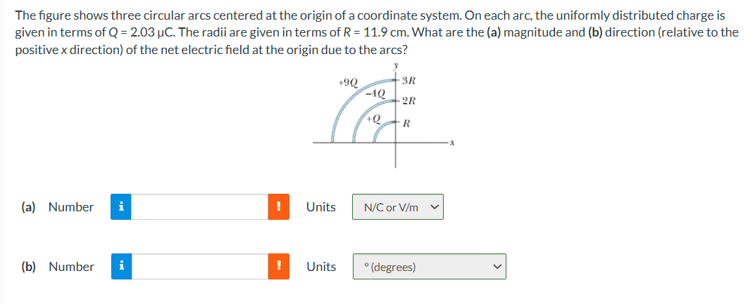 Solved The figure shows three circular arcs centered at the | Chegg.com