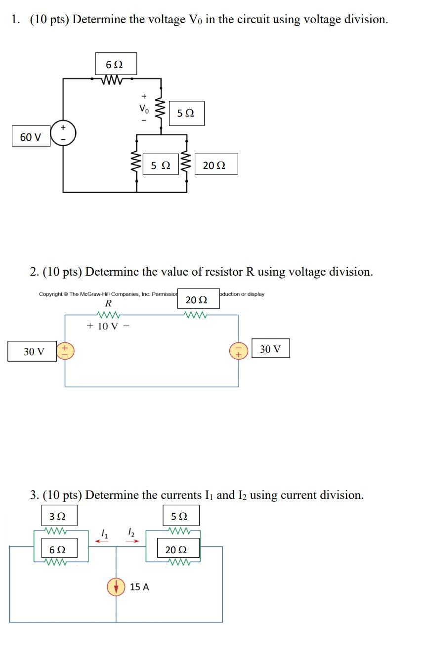 Solved 1. (10 pts) Determine the voltage Vo in the circuit | Chegg.com