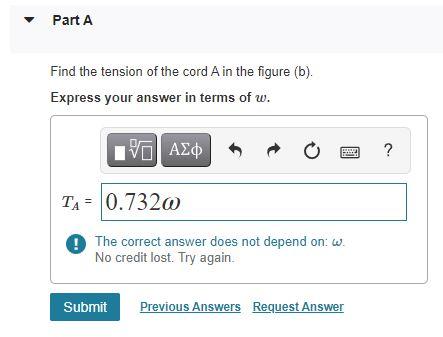 Solved Find the tension in each cord in (Figure 1) if | Chegg.com
