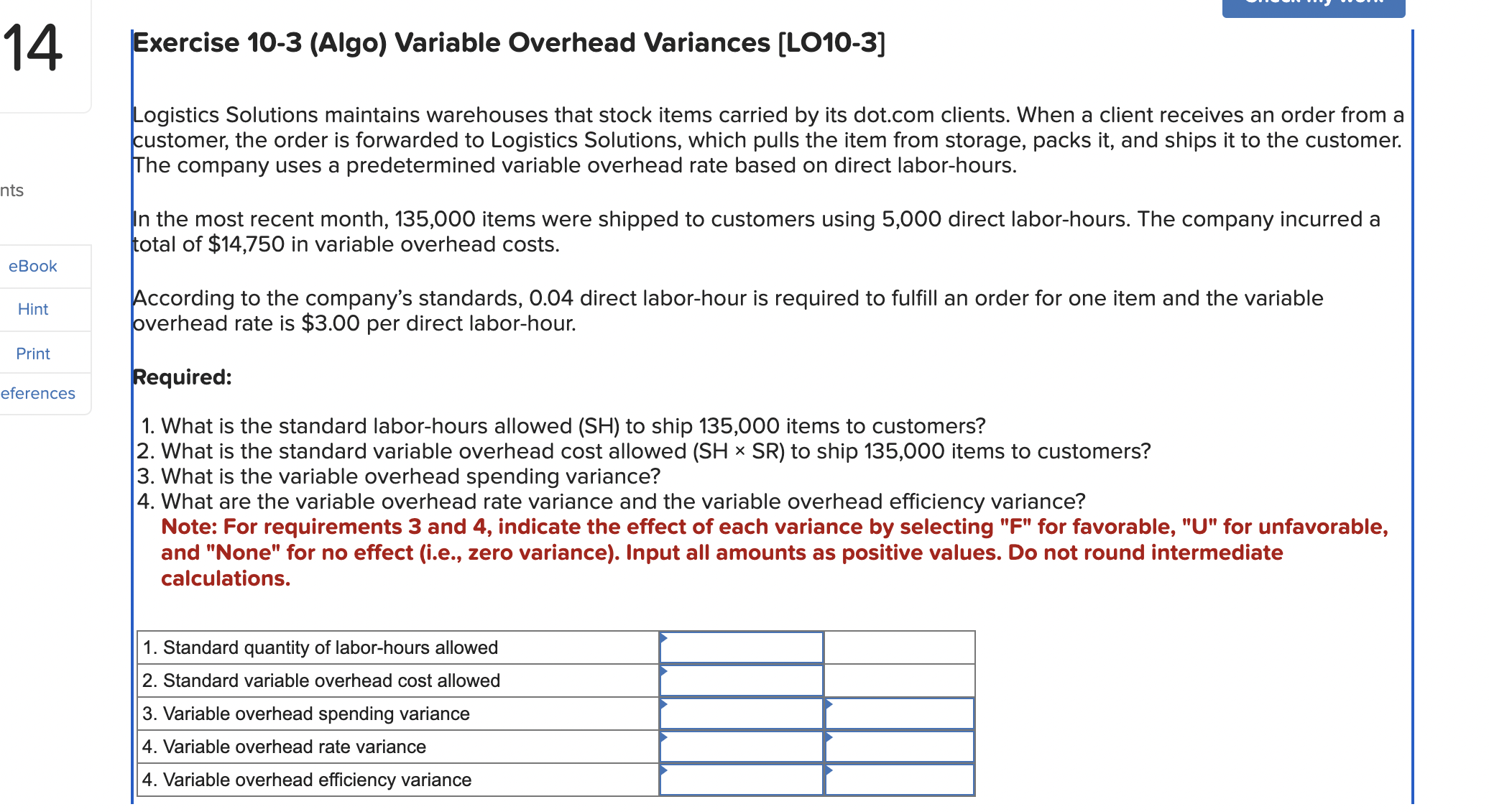 Solved Exercise 10-3 (Algo) Variable Overhead Variances | Chegg.com