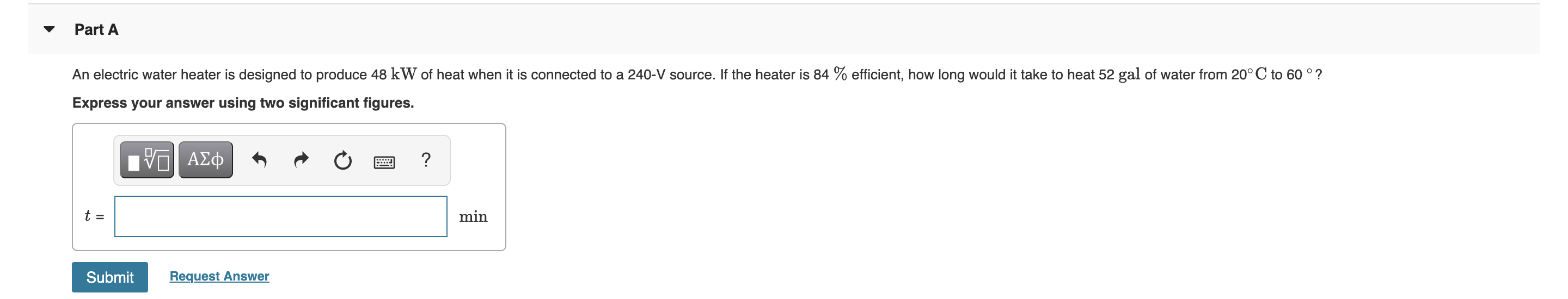 Solved Part A An electric water heater is designed to | Chegg.com