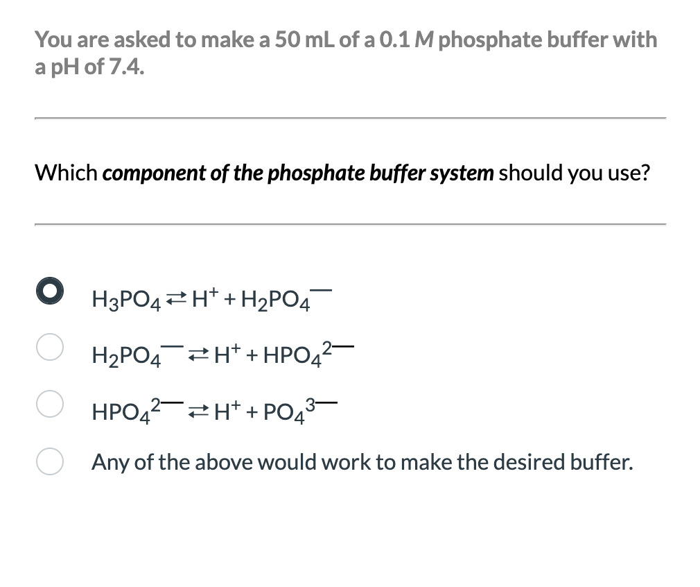 Solved You are asked to make a 50 mL of a 0.1M phosphate | Chegg.com