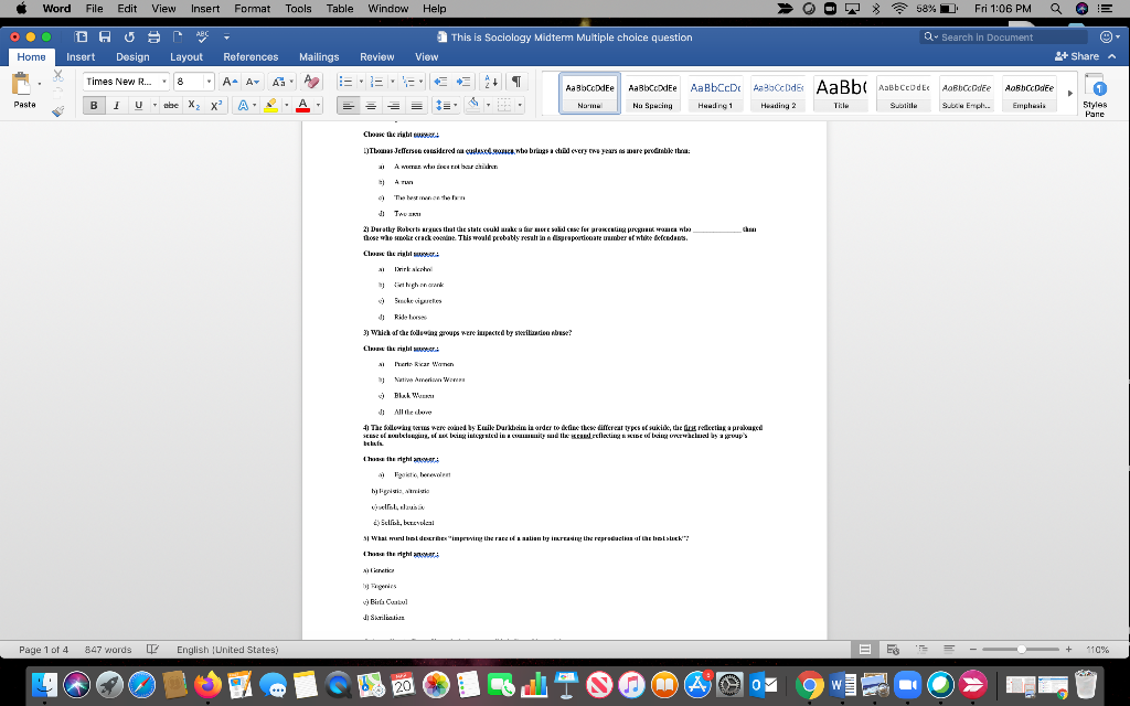 Word File Edit View Insert Format Tools Table Window