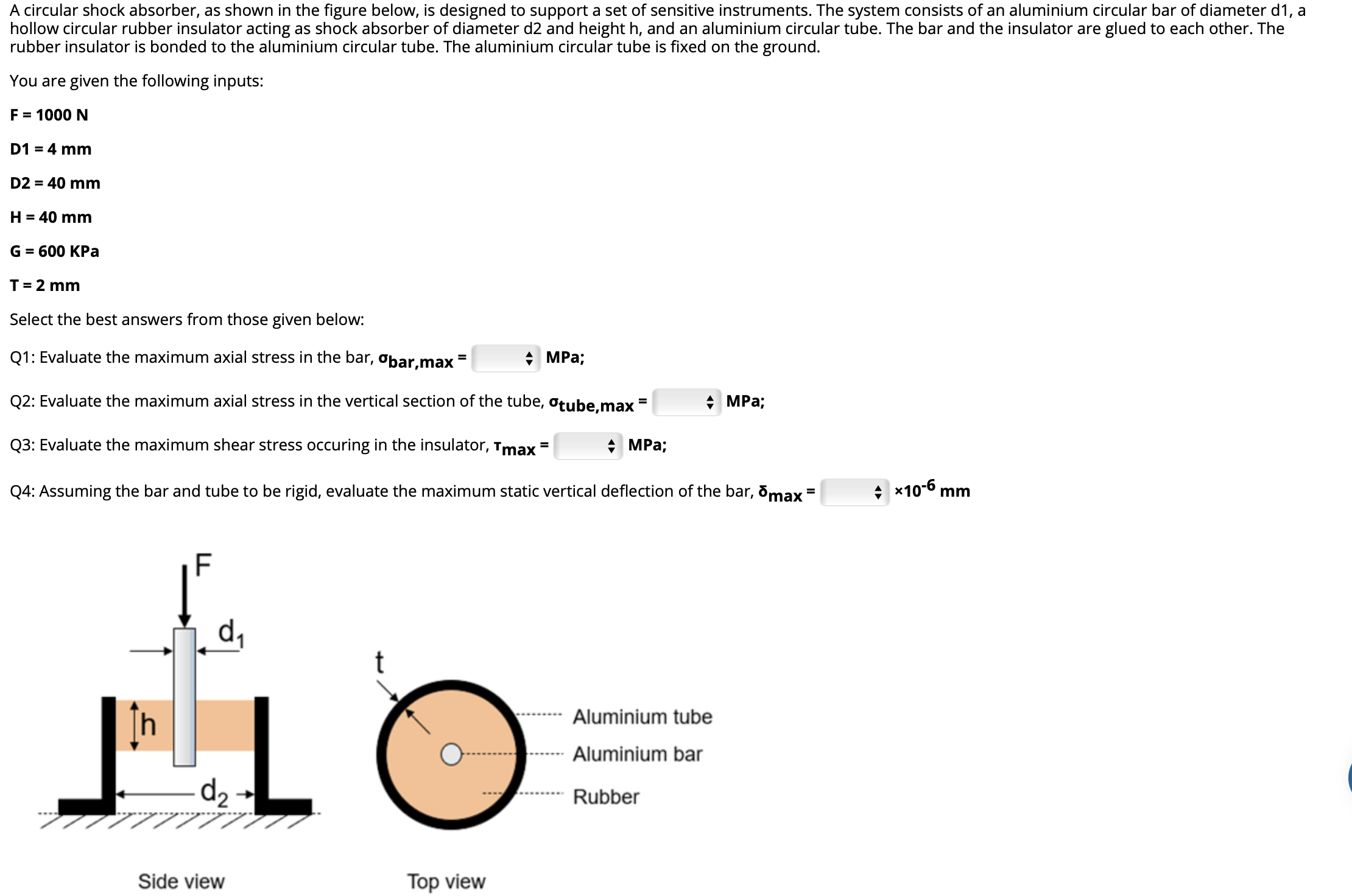 Solved A circular shock absorber, as shown in the figure | Chegg.com