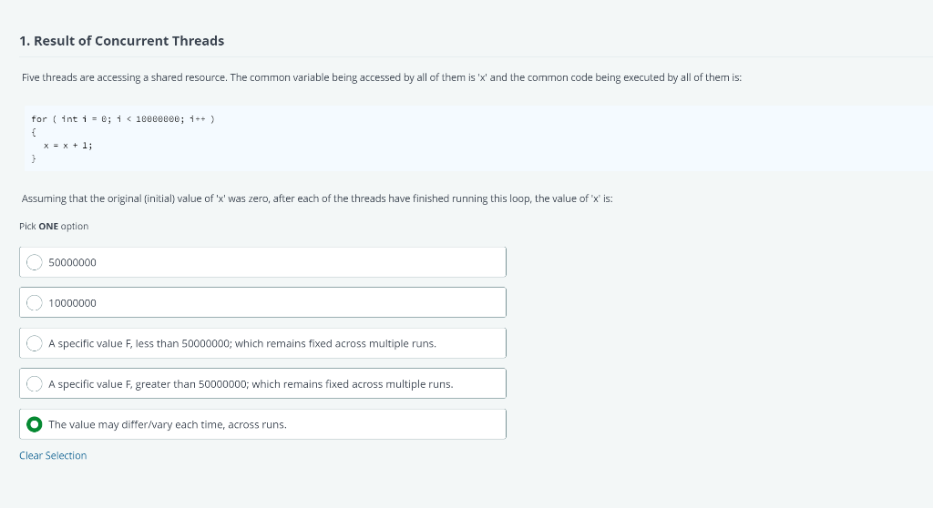 Solved 1. Result of Concurrent Threads Five threads are | Chegg.com