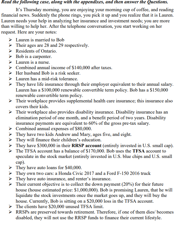 Solved ead the following case, along with the appendixes, | Chegg.com