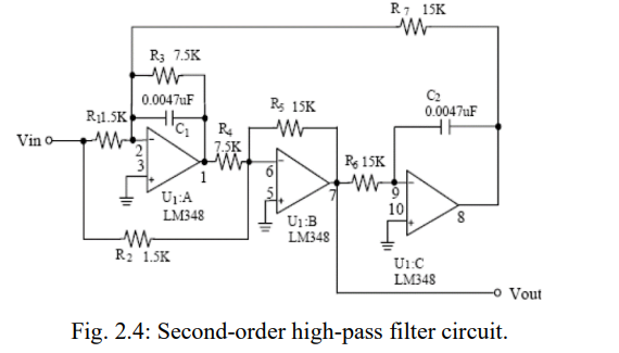 Fig. 2.4: Second-order high-pass filter | Chegg.com