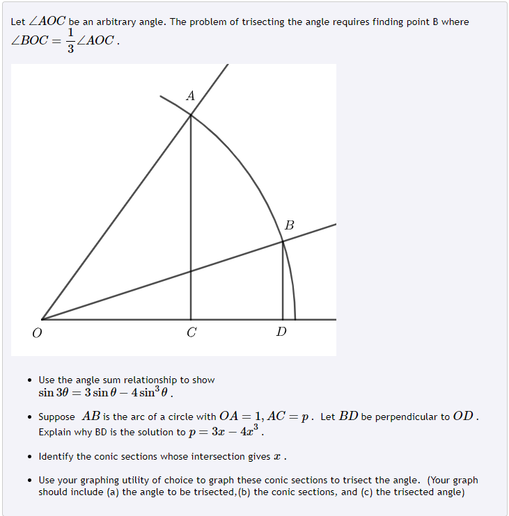 Solved Let ∠AOC be an arbitrary angle. The problem of | Chegg.com