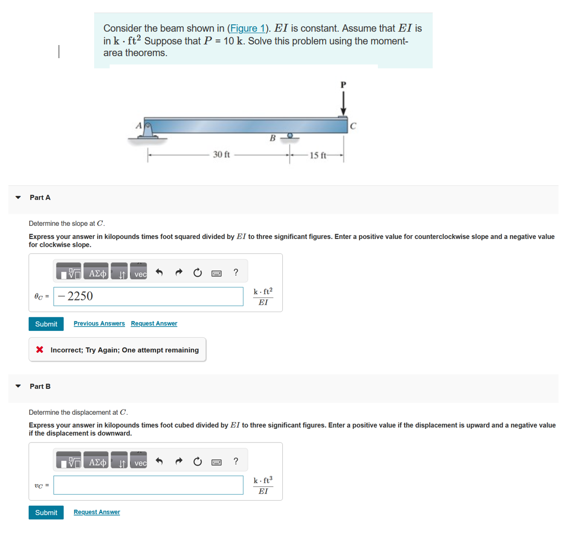 Solved Consider the beam shown in (Figure 1). EI ﻿is | Chegg.com