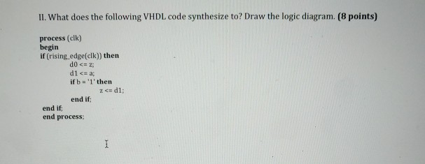 II. What does the following VHDL code synthesize to? | Chegg.com