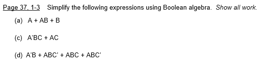 Solved Page 37, 1-3 Simplify the following expressions using | Chegg.com