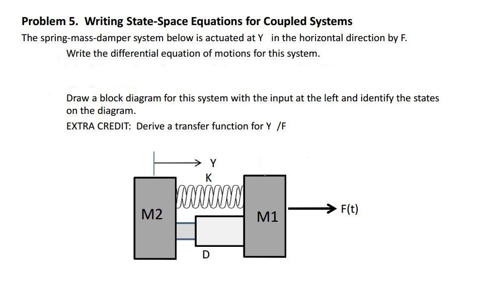 Solved Problem 5. Writing State-Space Equations for Coupled | Chegg.com