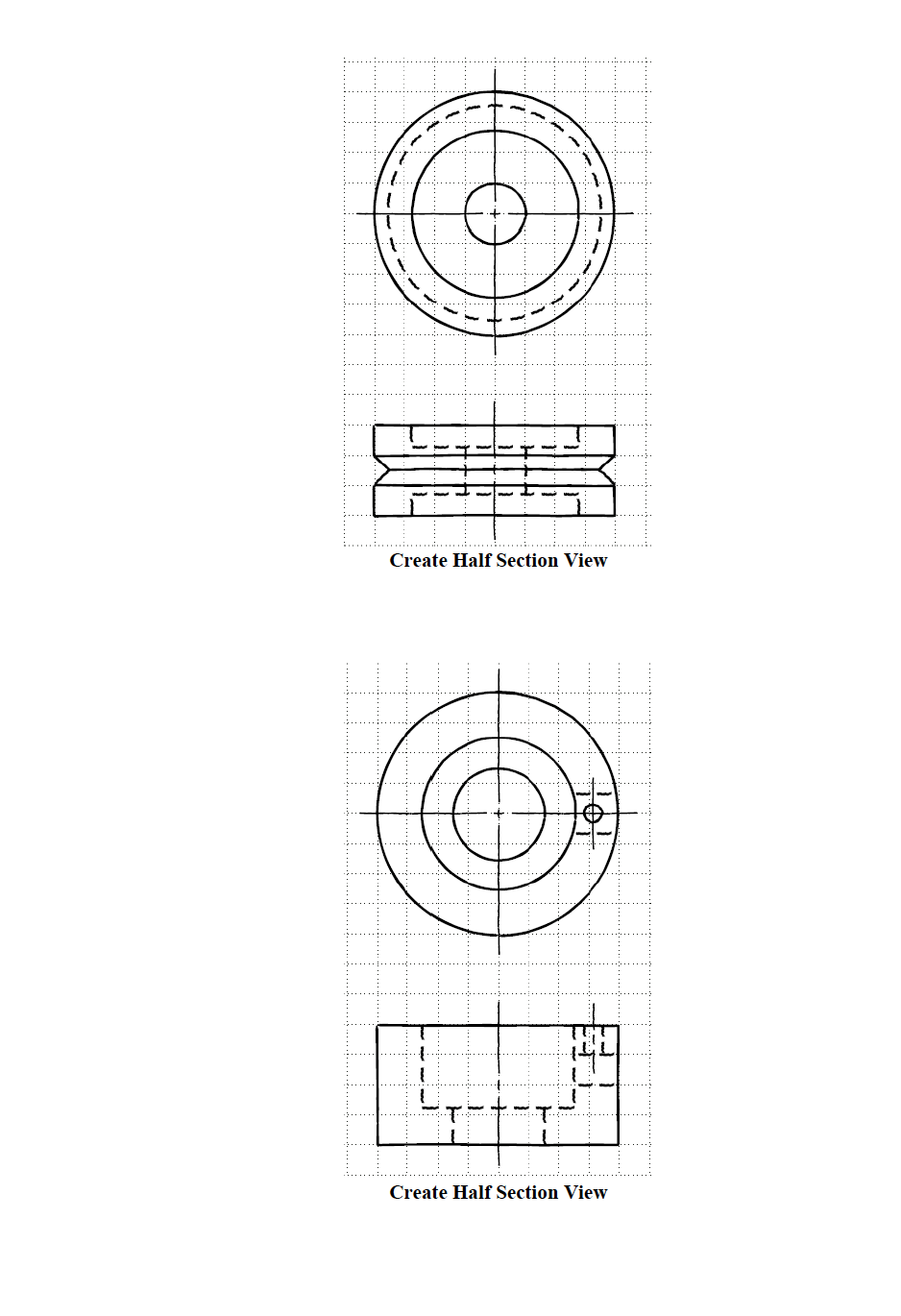 Solved Create Half Section View . Create Half Section View | Chegg.com