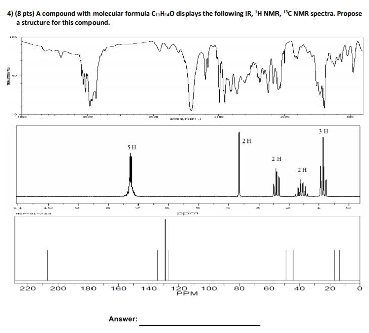 Solved A compound with molecular formula C11H14O displays | Chegg.com