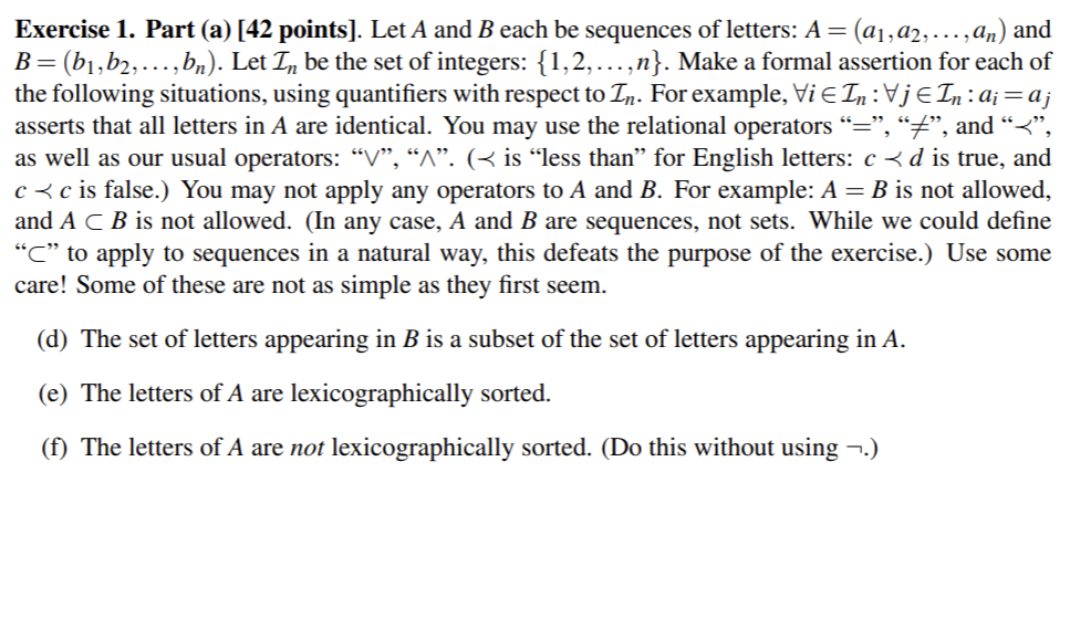 Solved Exercise 1. Part (a) [42 points). Let A and B each be | Chegg.com