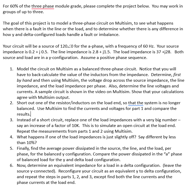 Solved For 60% of the three phase module grade, please | Chegg.com