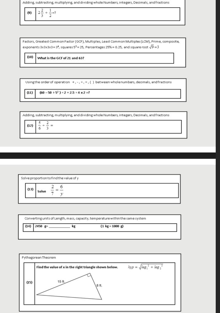 Solved Adding, subtracting multiplying and dividing whole | Chegg.com