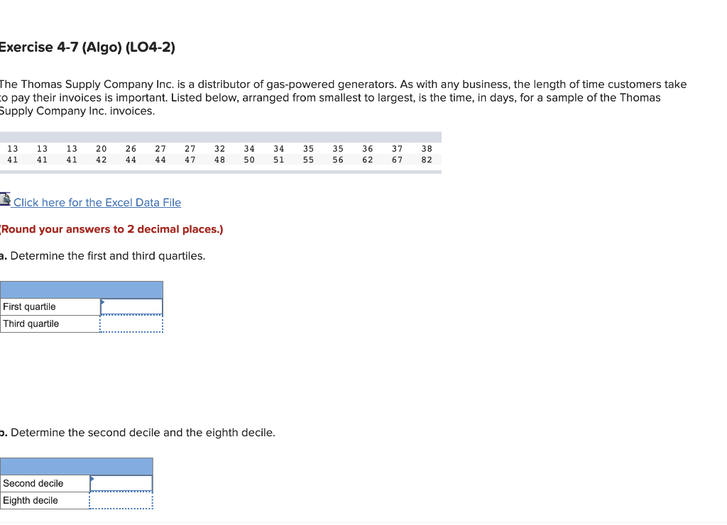 Solved Exercise 4-7 (Algo) (LO4-2) The Thomas Supply Company | Chegg.com