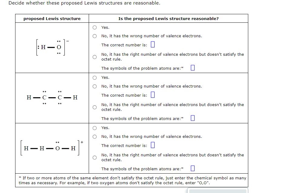 Solved Decide whether these proposed Lewis structures are | Chegg.com